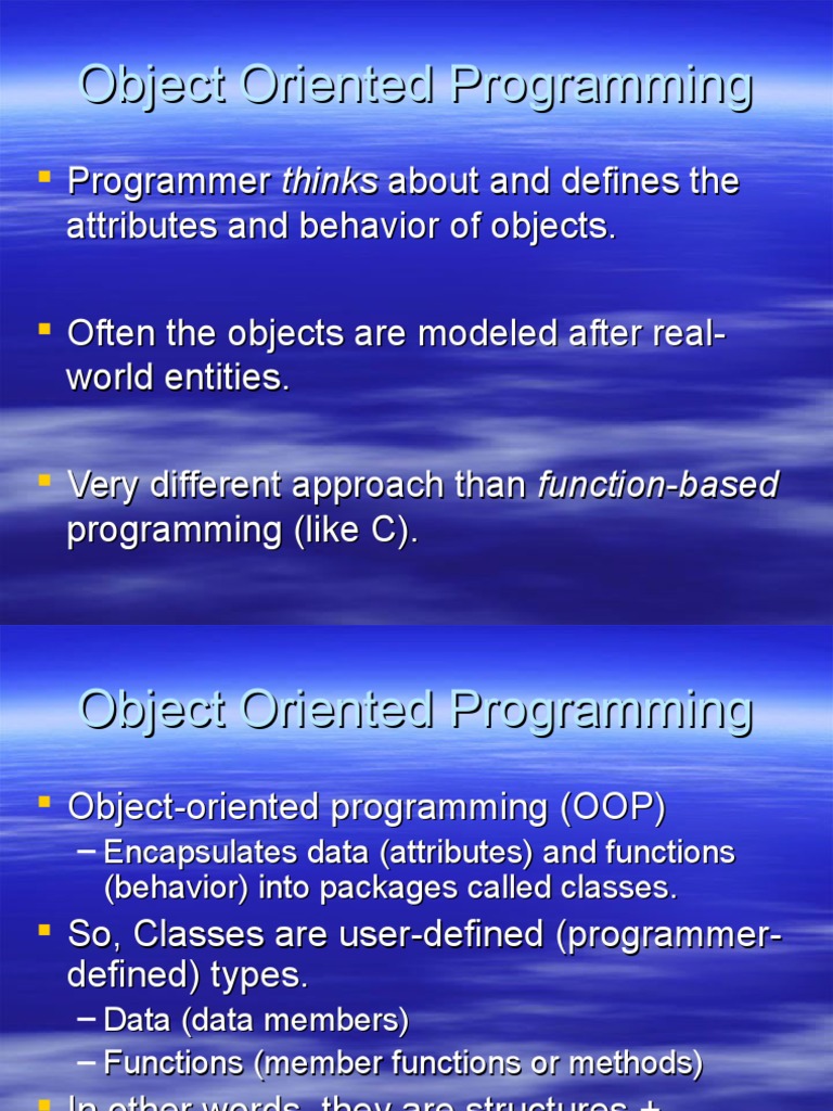 Object Oriented Programming | PDF | Class (Computer Programming) | Method (Computer Programming)