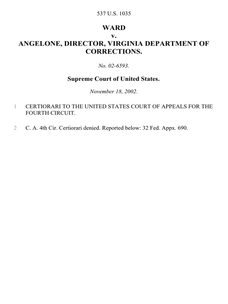 Ward v. Angelone, Director, Virginia Department of Corrections, 537 U.S ...