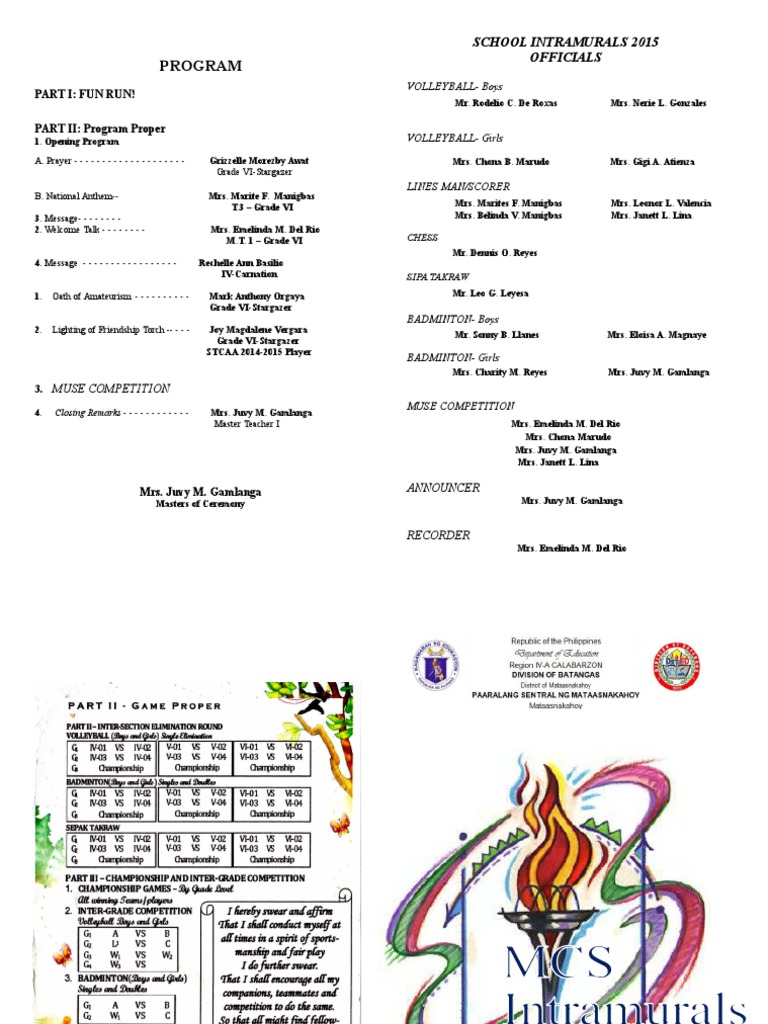 School Intrams 2014.docx Sir Sonny S | PDF | Travel | Art