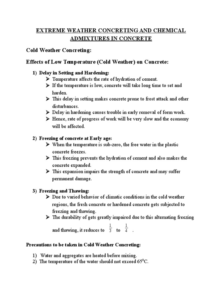 Extreme Weather Concreting and Chemical Admixtures in Concrete | PDF ...