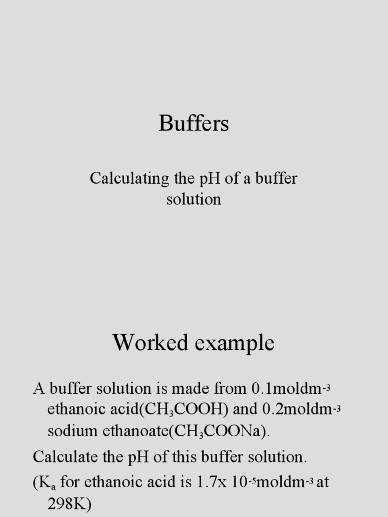 Buffer Solution pH Calculation Guide | PDF