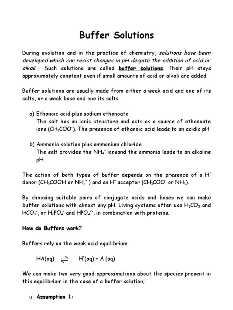 Buffer Solutions: How Do Buffers Work? | PDF | Buffer Solution | Acid