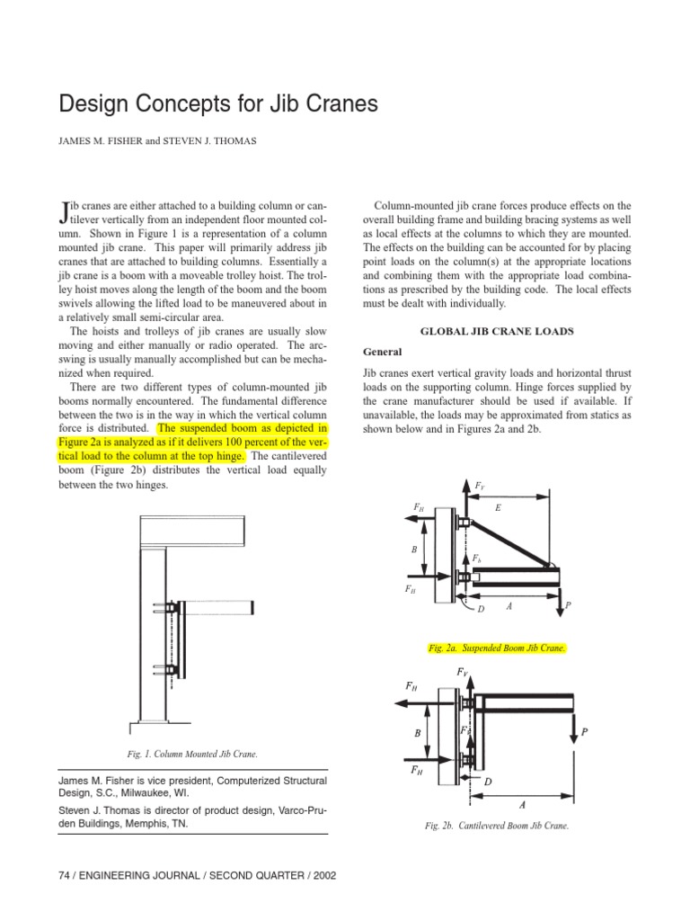 Design Concepts For Jib Cranes 1 | Crane (Machine) | Bending