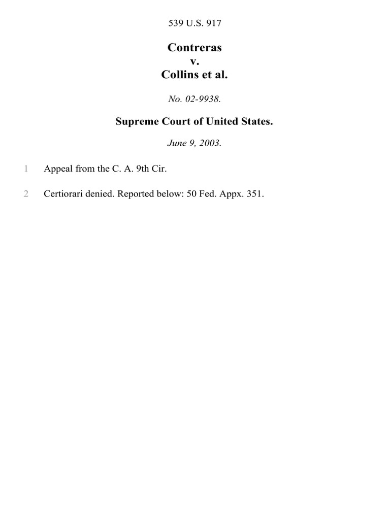 Contreras v. Collins, 539 U.S. 917 (2003) | PDF