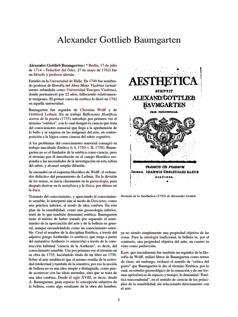 Alexander Gottlieb Baumgarten | PDF | Metafísica | Cognición