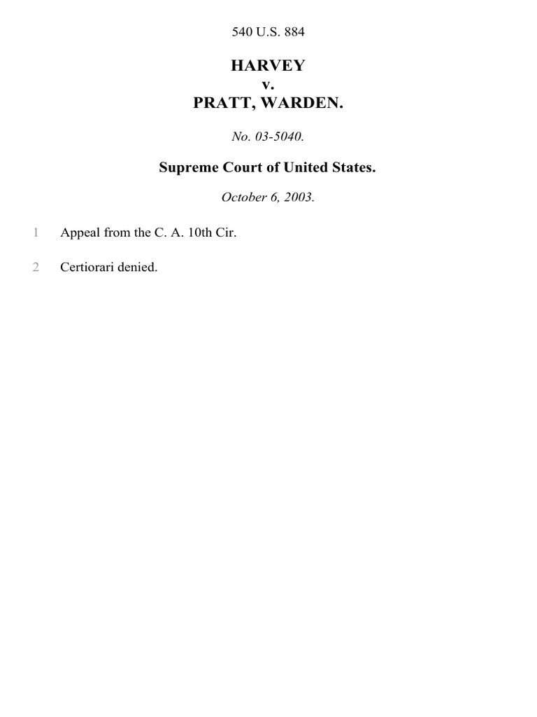 Supreme Court Case: Harvey v. Pratt | PDF