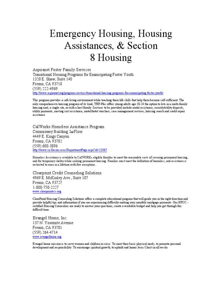 Emergency Housing | PDF | Homelessness | Section 8 (Housing)