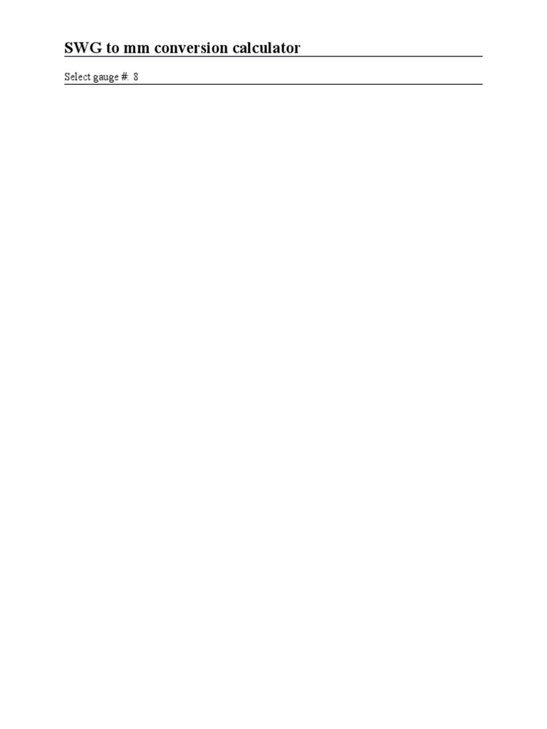 SWG To Square MM Conversion (Cable) | PDF