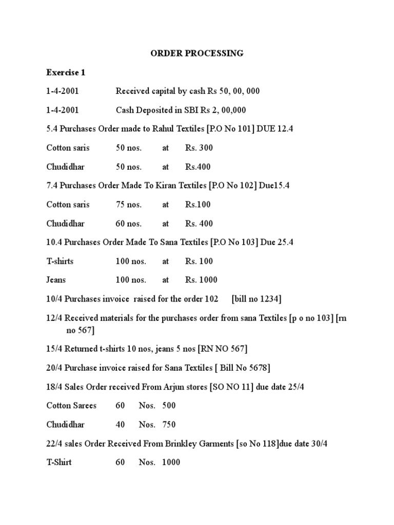 Tally Prime Order Processing Exercise | PDF | Law
