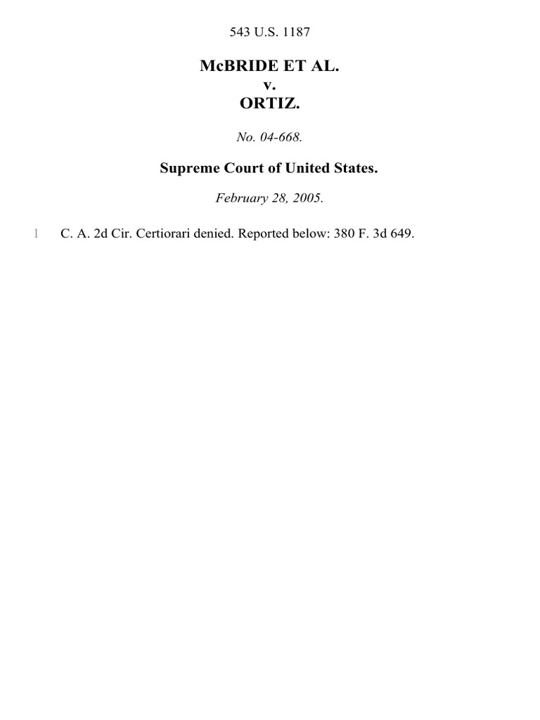 McBride v. Ortiz, 543 U.S. 1187 (2005) | PDF