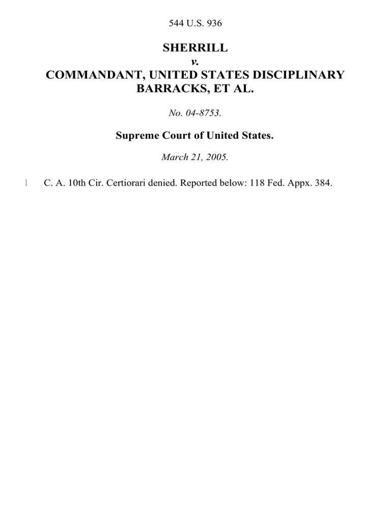 Sherrill v. Commandant, United States Disciplinary Barracks, 544 U.S ...