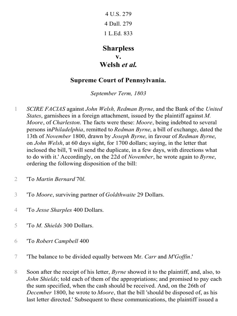 Sharpless v. Welsh, 4 U.S. 279 (1803) | Lawsuit | Government