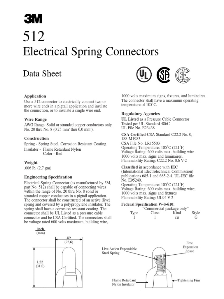 Electrical Spring Connectors: Data Sheet | PDF | Electrical Connector ...