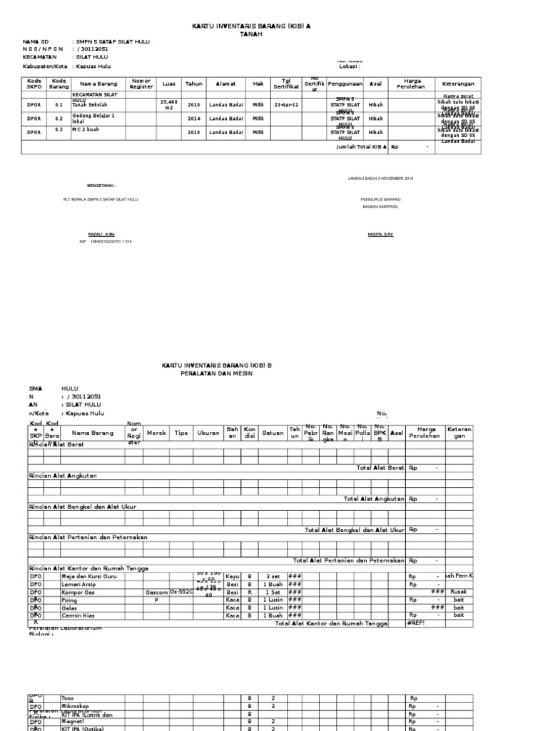 Aset - Contoh Blanko Kib | PDF