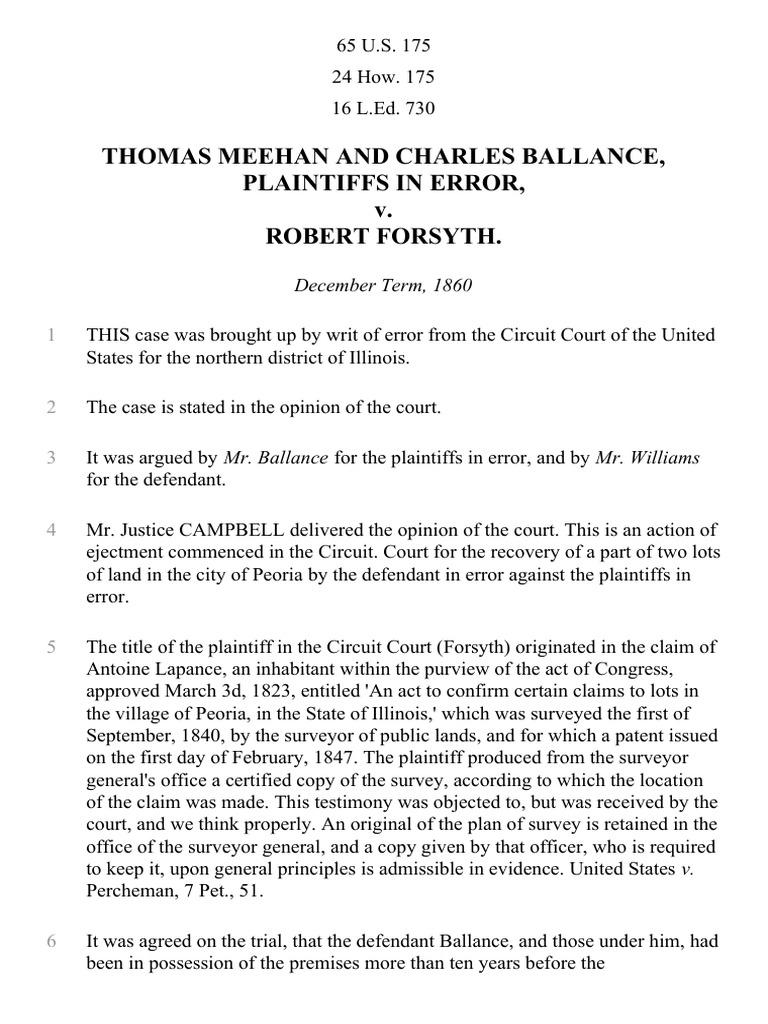 Meehan v. Forsyth, 65 U.S. 175 (1861) | PDF | Virginia Circuit Court ...