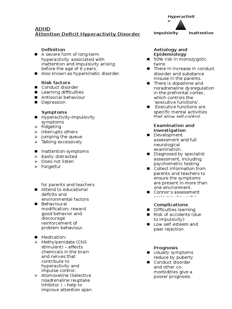 Adhd Attention Deficit Hyperactivity Disorder: Aetiology and ...