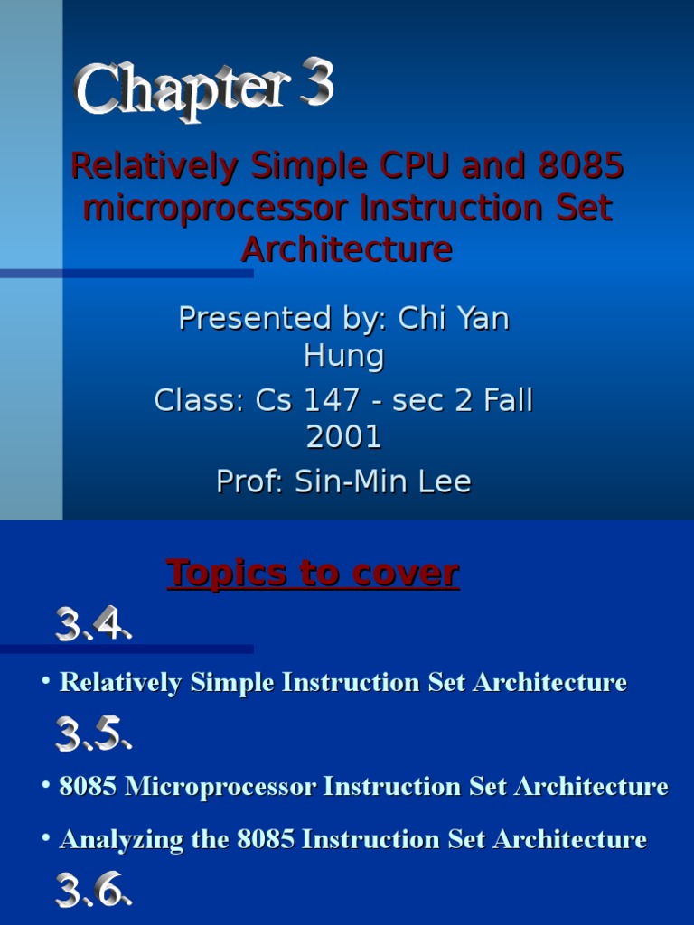 8085 Microprocessor Instruction Set Architecture Instruction Set