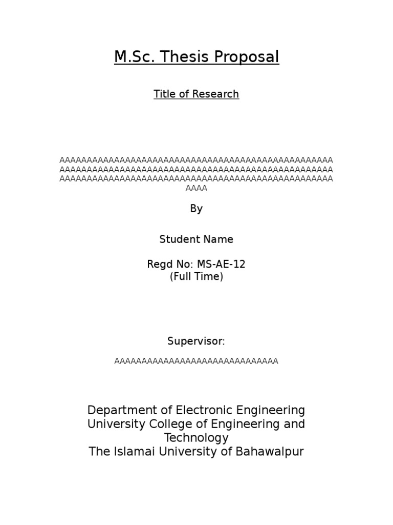 M.Sc. Thesis Project Proposal Outline | PDF