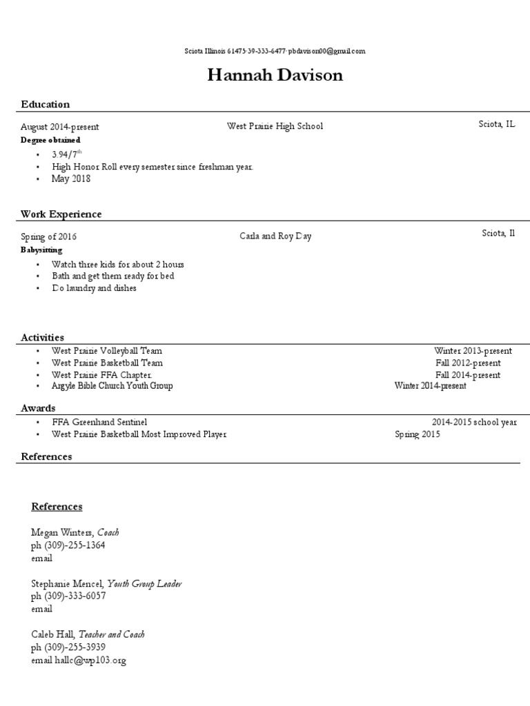 Hannah Davison's Resume Overview | PDF