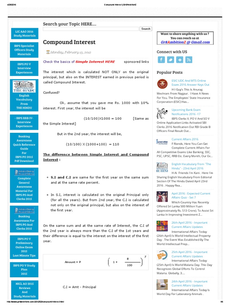 Compound Interest | PDF | Syllabus | Interest