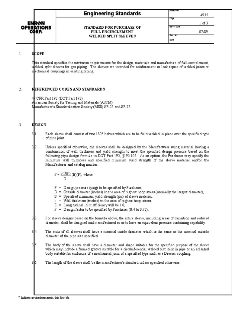 4935-w0 Standard For Purchase of Full-Encirclement Welded Split Sleeves ...