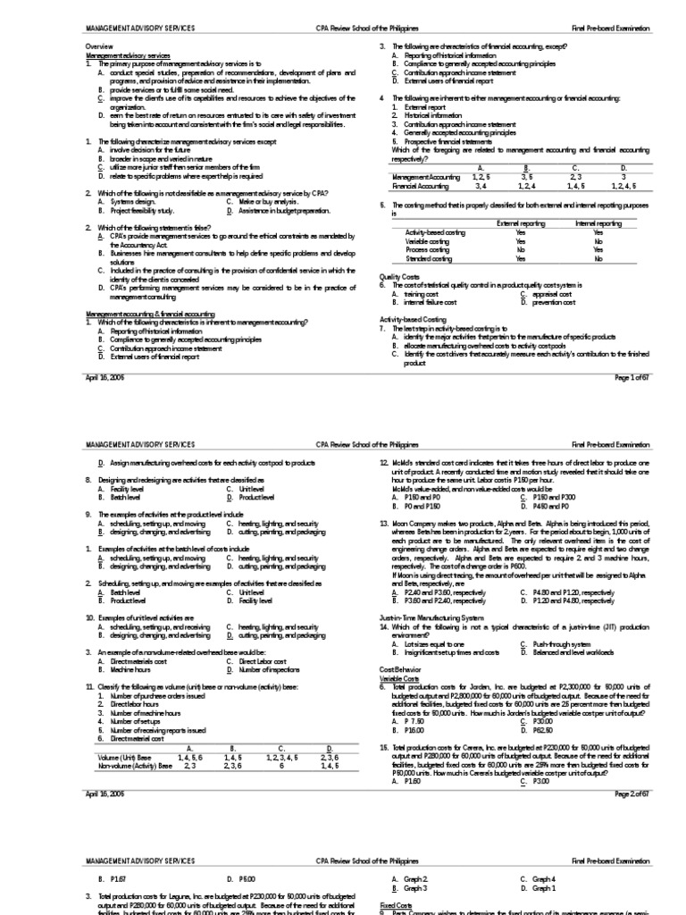 CPAR MAS Compilation | PDF | Management Accounting | Consultant