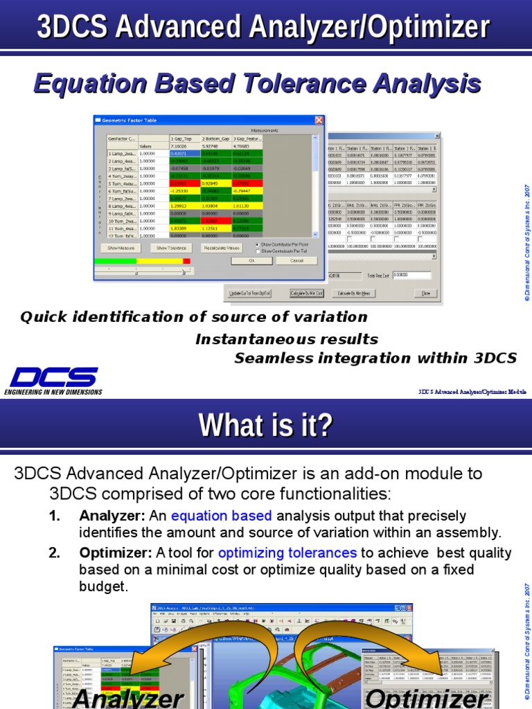 3DCS Advanced Analyzer Optimizer | PDF | Sensitivity Analysis | Simulation