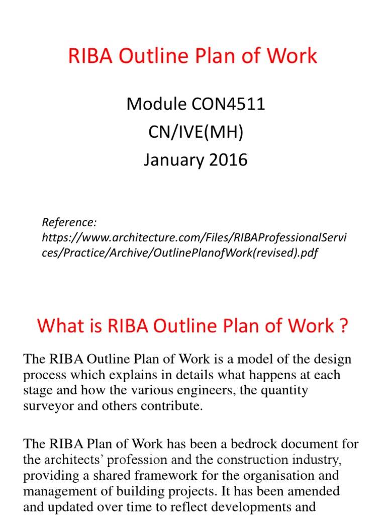 RIBA Outline Plan of Work | PDF | Architect | General Contractor