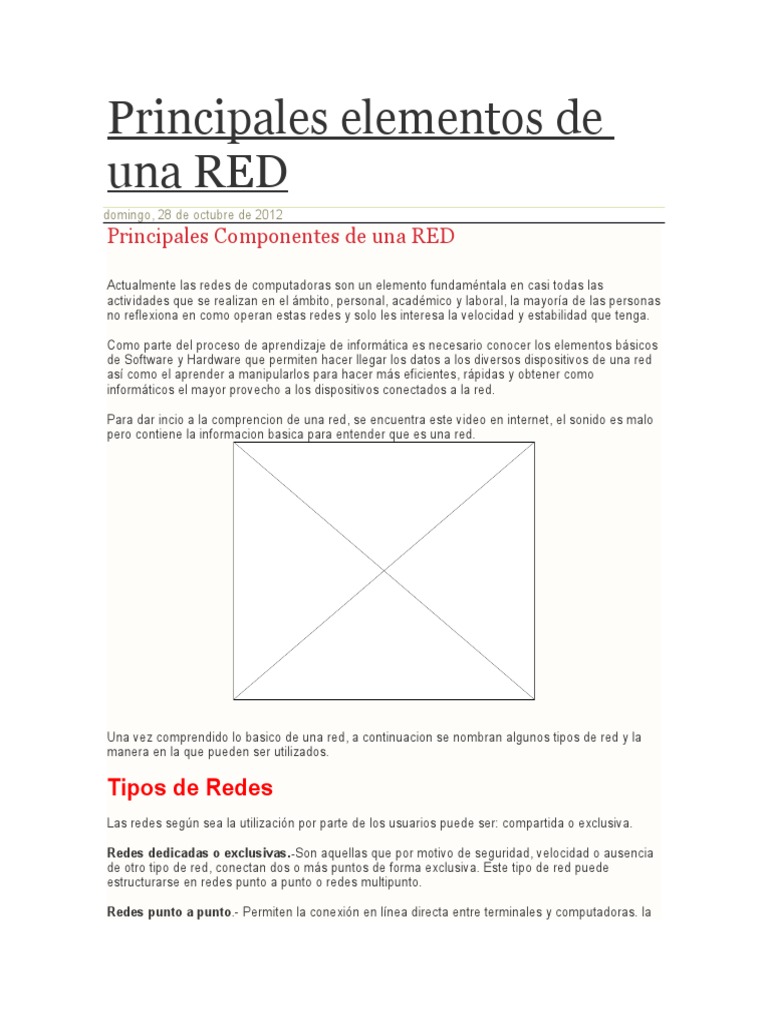 Principales Elementos de Una RED | PDF | Red de computadoras ...