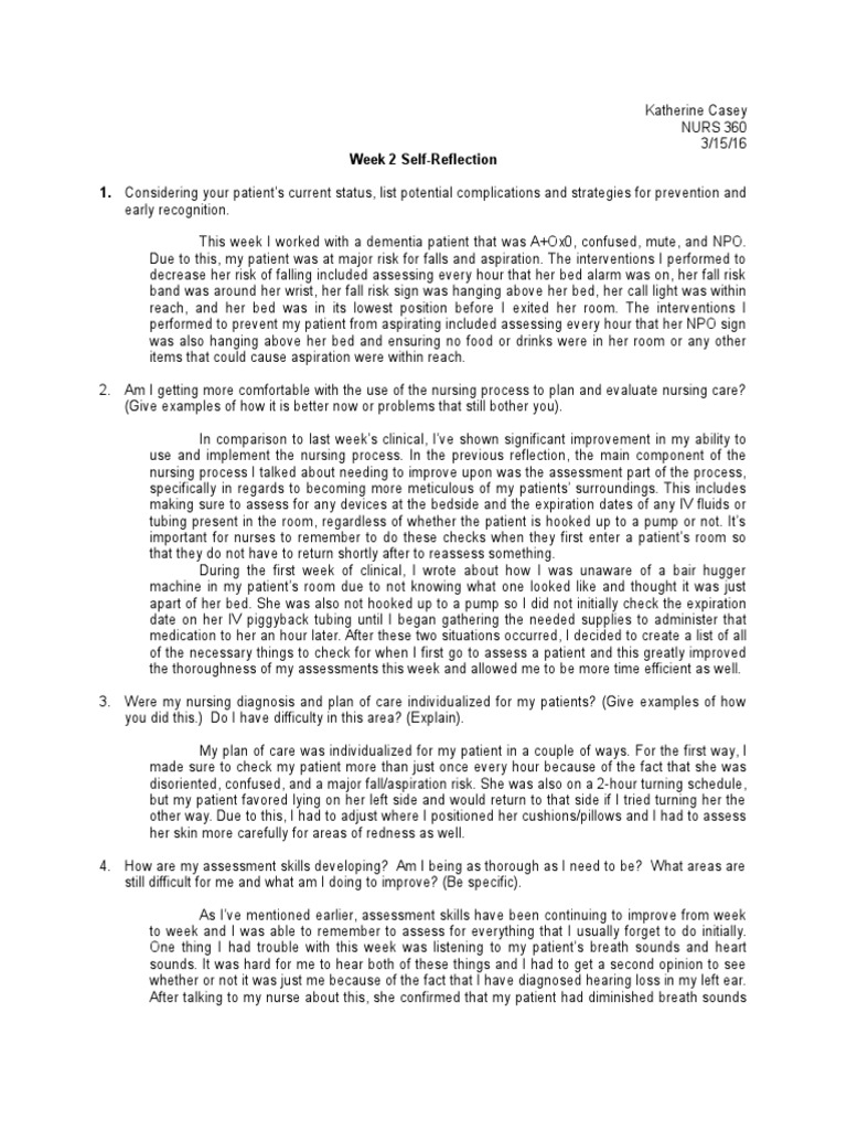 Nursing Reflection on Dementia Care | PDF | Nursing | Patient