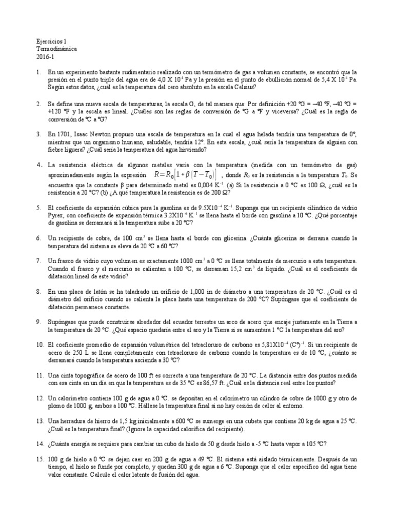 Ejercicio Termodinámica | PDF | Gases | Calor