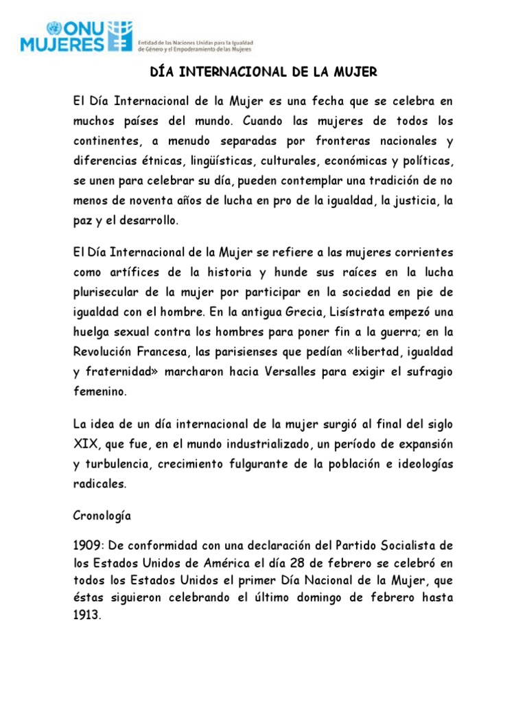 Día Internacional de La Mujer | PDF | Mujer | Política (general)