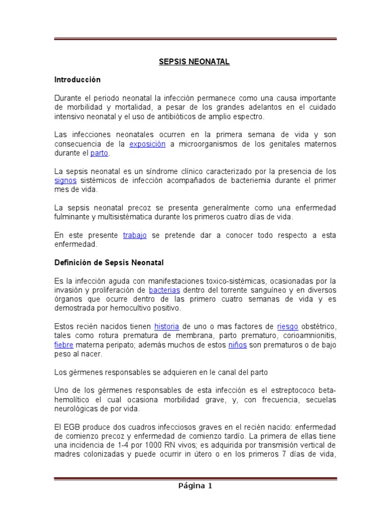 Sepsis Neonatal | PDF | Septicemia | Infantes