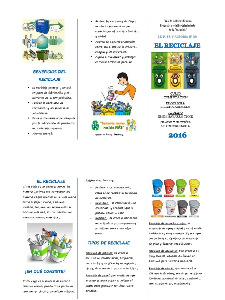 5 Tríptico Del Reciclaje - Jesus Navarro | PDF | Reciclaje | El plastico