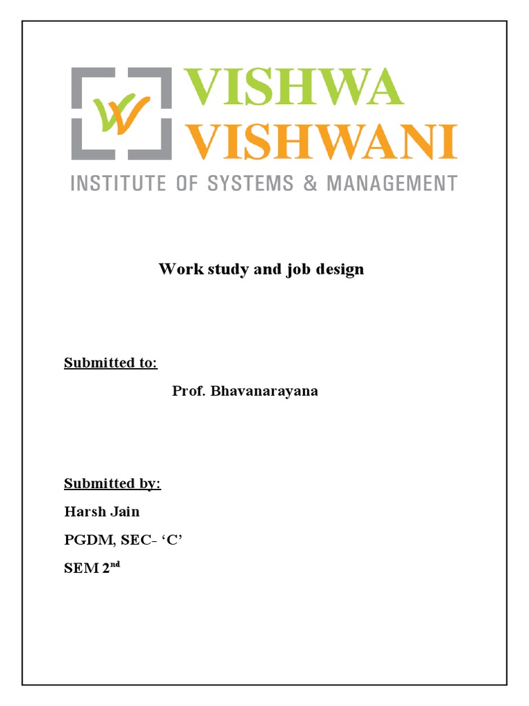 Work Study and Job Design Overview | PDF | Business | Economies