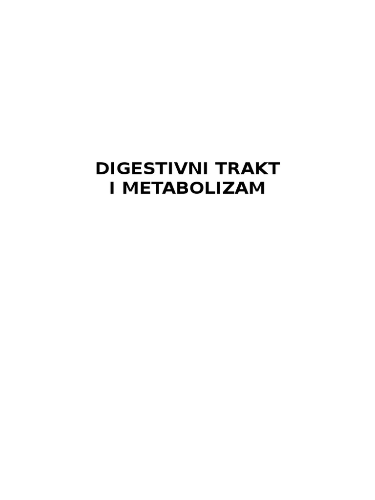 Digestivni Trakt I Metabolizam | PDF