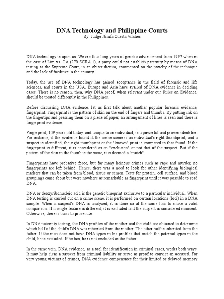 DNA Technology and Philippine Courts | Download Free PDF | Dna ...