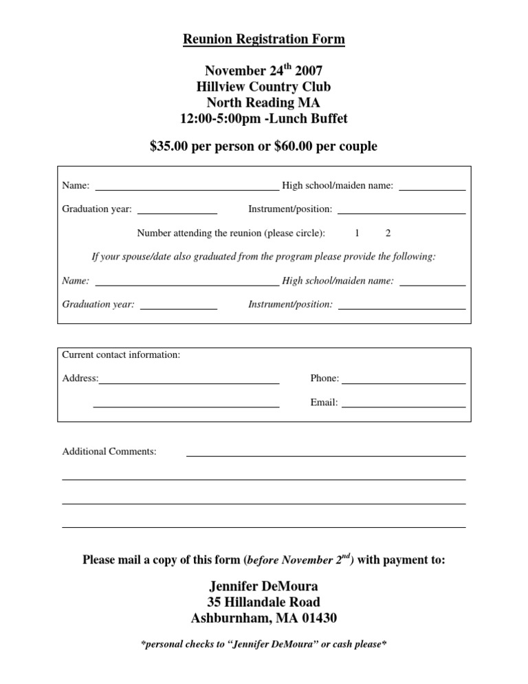 Hillview Reunion Registration Form | PDF