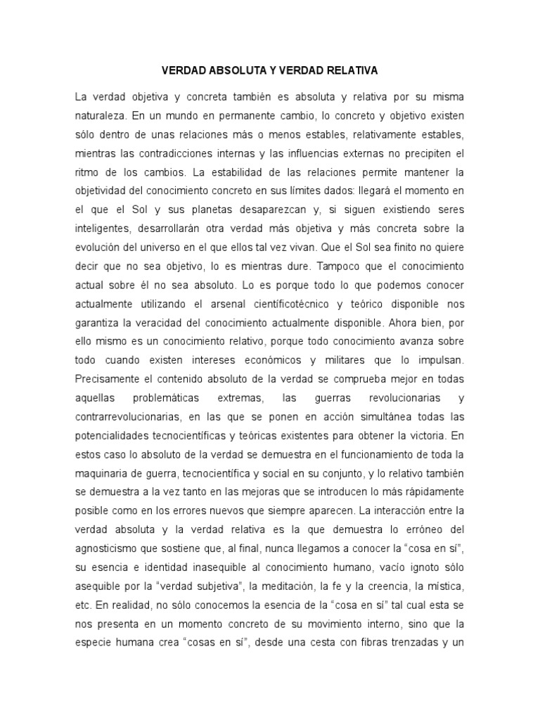 La Verdad Relativa y su Contexto | PDF | Verdad | Capitalismo
