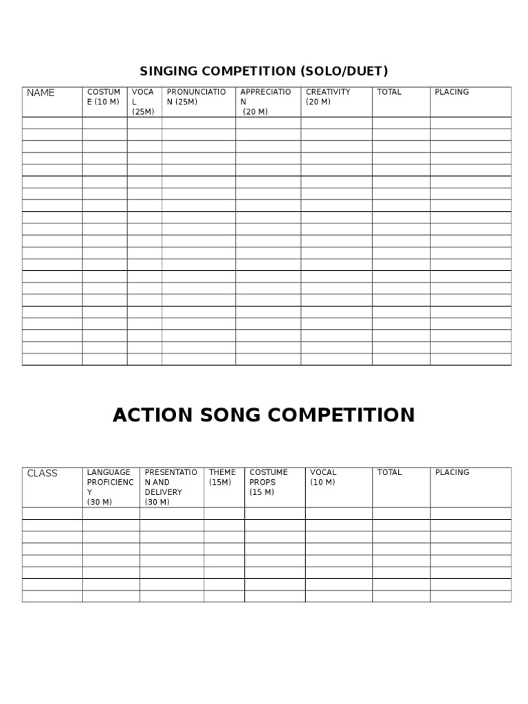 Singing Competition Scoring Criteria | PDF | Art