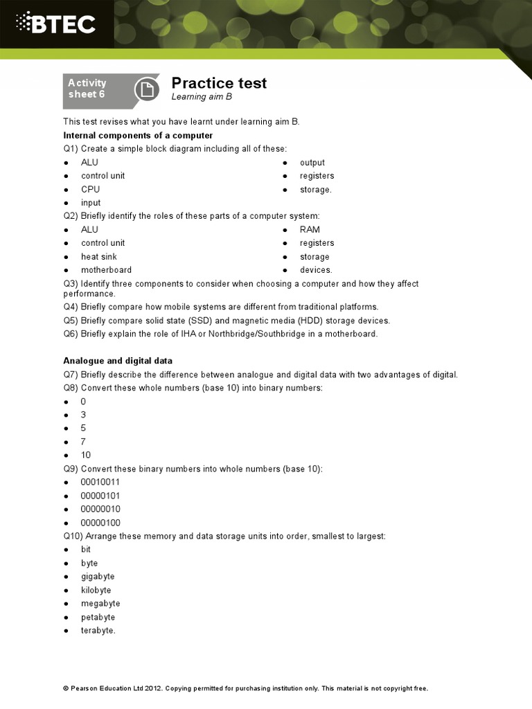 Practice Test Learning Aim B | PDF