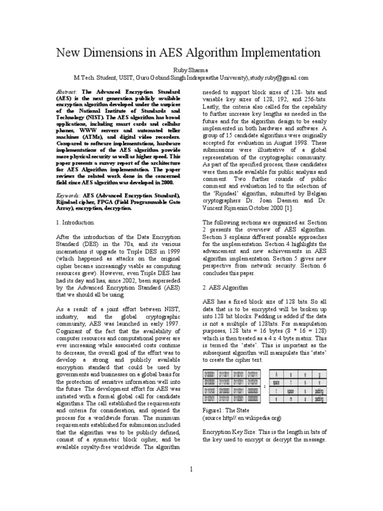 AES Paper | PDF | Cryptography | Key (Cryptography)