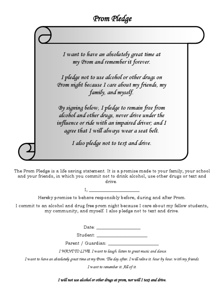 Prom Pledge For Teenagers | PDF