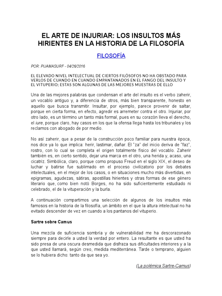 El arte de injuriar: Una recopilación de los insultos más hirientes ...