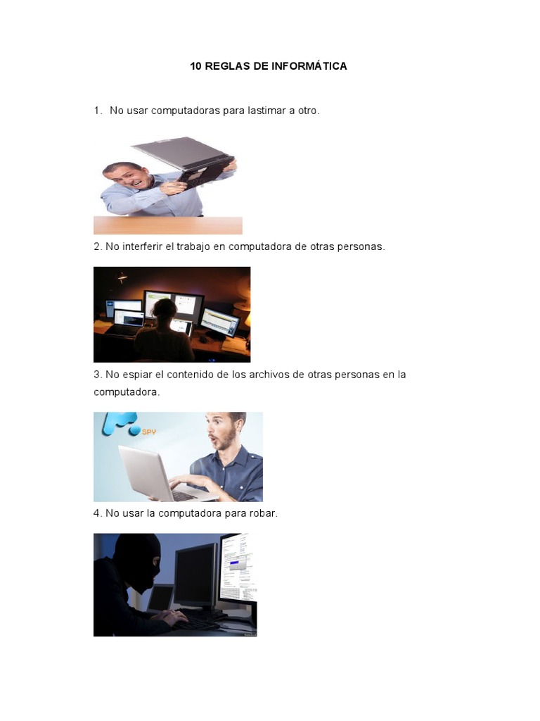10 Reglas de Informática | PDF