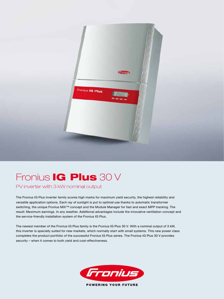 SE DS Fronius IG Plus 30 V 40 0006 3123 EN 181157 Snapshot | PDF ...