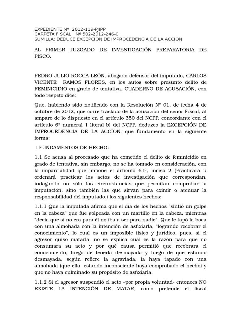 Modelo de Improcedencia de Accion NCPP | PDF | Delito | Derecho penal