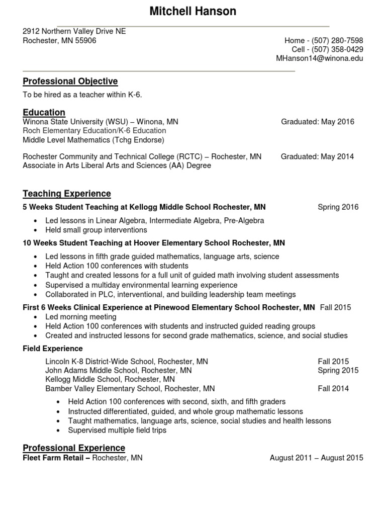 Mitchell Hanson Resume Es | PDF | Wellness