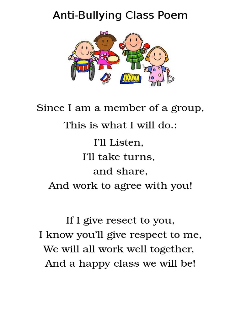 Class Poem on Anti-Bullying | PDF | Religion & Spirituality | Lifestyle