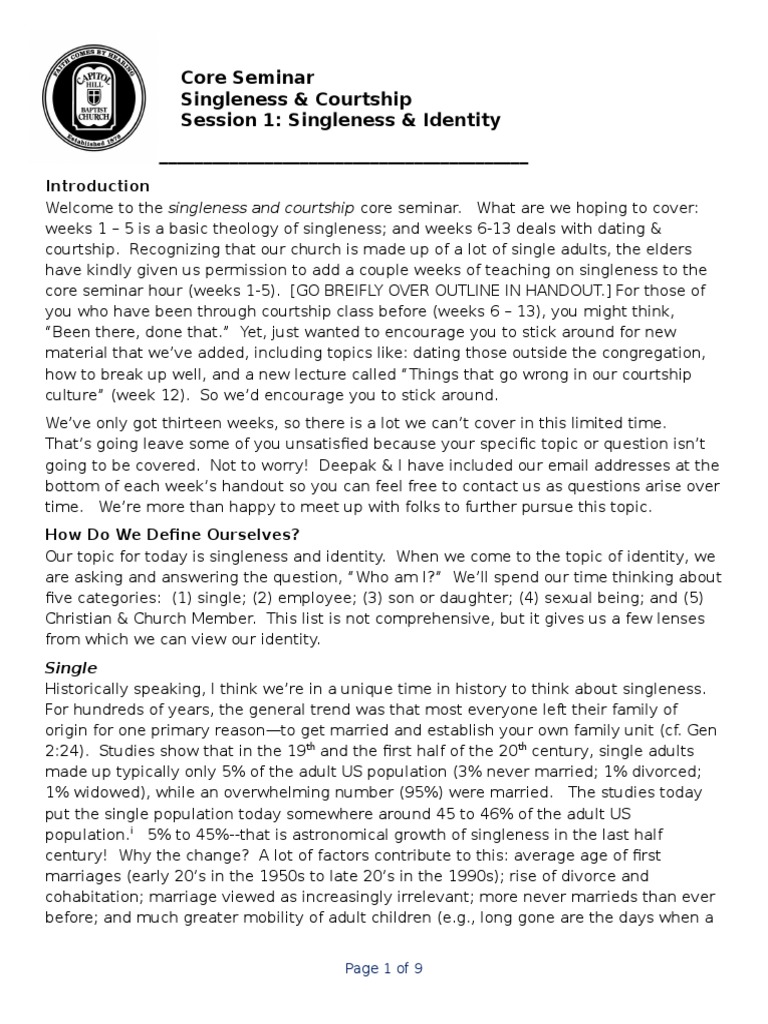 Singleness & Courtship Part 1 | PDF | Marriage | Jesus